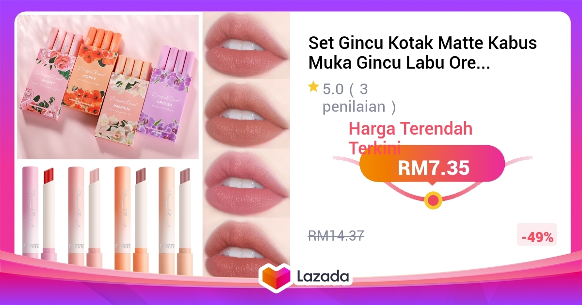 Set Gincu Kotak Matte Kabus Muka Gincu Labu Oren Kotor Lada Merah 4