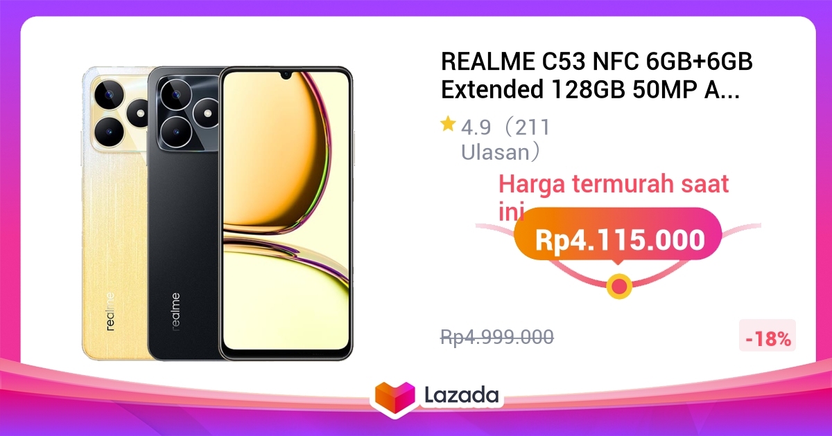 REALME C53 NFC 6GB+6GB Extended 128GB 50MP Al Kamera 33W SUPERVOOC 5000mAh REALME C55 GARANSI RESMI
