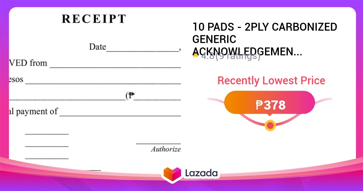 10 PADS - 2PLY CARBONIZED GENERIC ACKNOWLEDGEMENT RECEIPT FORMS RESIBO