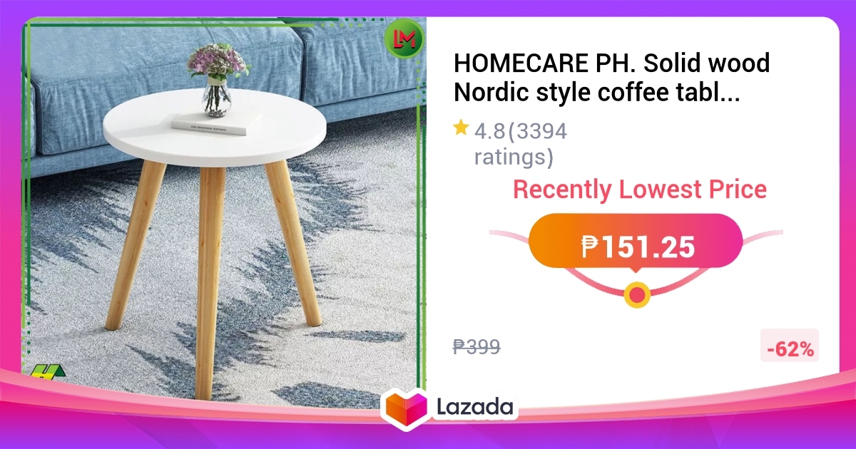 HOMECARE PH. Solid wood Nordic style coffee table bedside table sofa ...