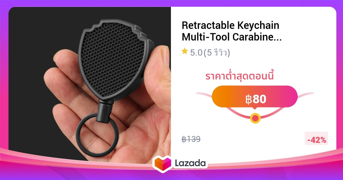 Retractable Keychain Multi-Tool Carabiner Keychain ID Badge Carabiner ...