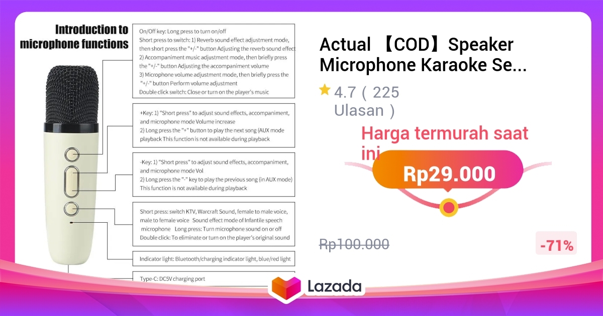 Actual 【COD】Speaker Microphone Karaoke Set Bluetooth Mini Full bass ...