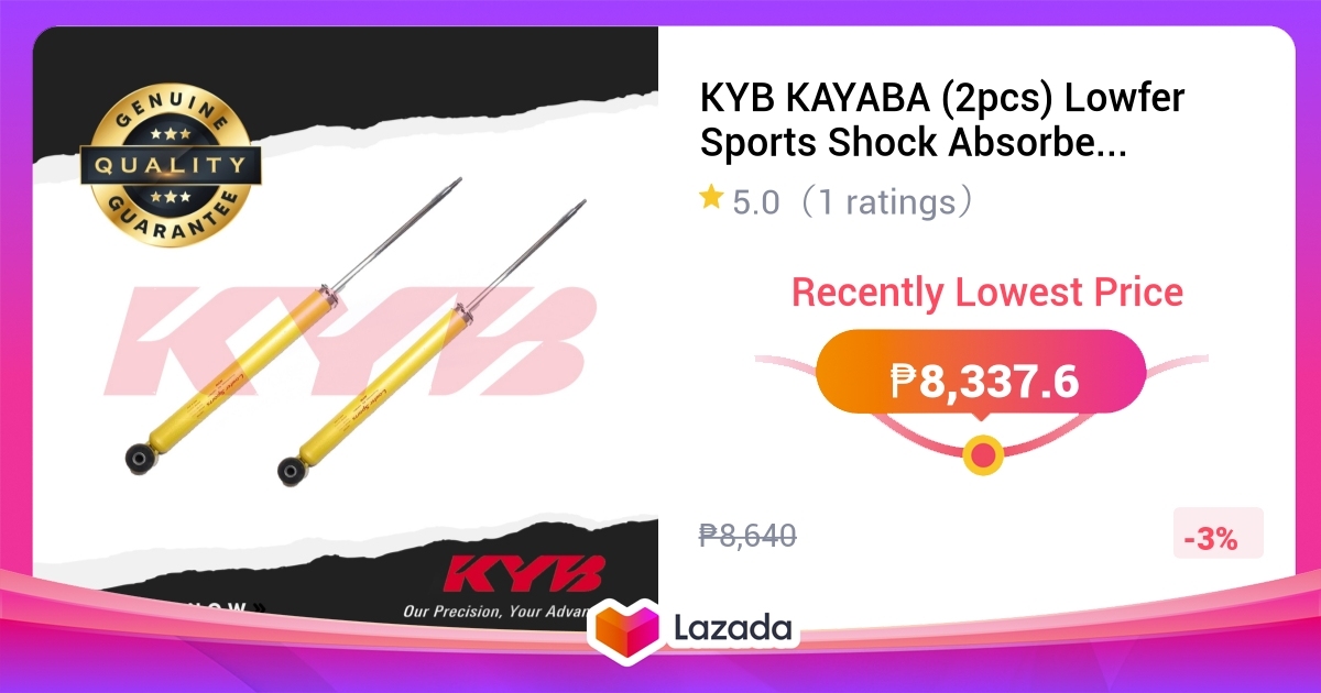 KYB KAYABA (2pcs) Lowfer Sports Shock Absorber for Mazda 3 BM / Mazda 3 ...
