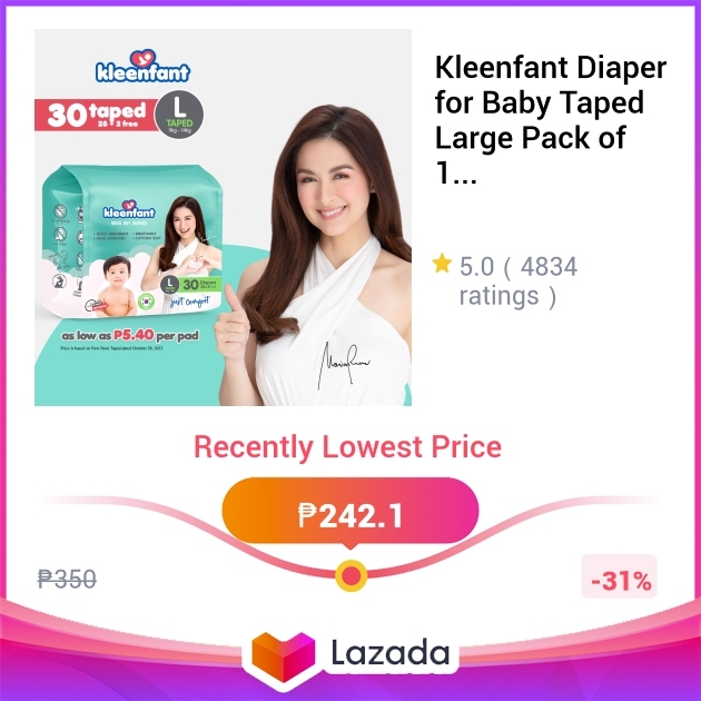 Kleenfant Diaper for Baby Taped Large Pack of 1, 30 pad Baby Needs ...