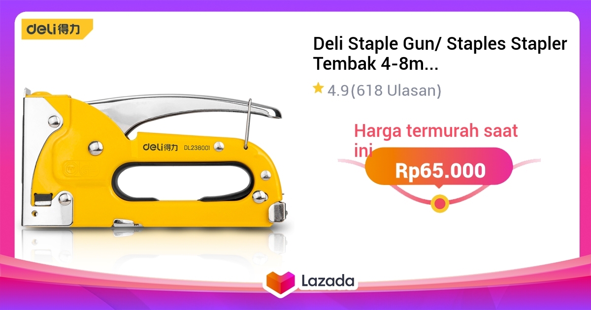 Deli Staple Gun/ Staples Stapler Tembak 4-8mm Steel Perkakas EDL238001