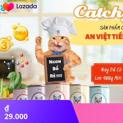 [Lon 400g] Pate Thức Ăn Ướt Catchy Dành Cho Mèo 6 Vị