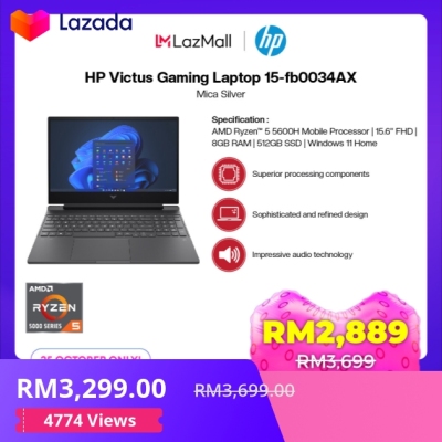 HP Victus Gaming Laptop 15-fb0034AX 15.6" FHD (Ryzen 5 5600H, 512GB SSD ...