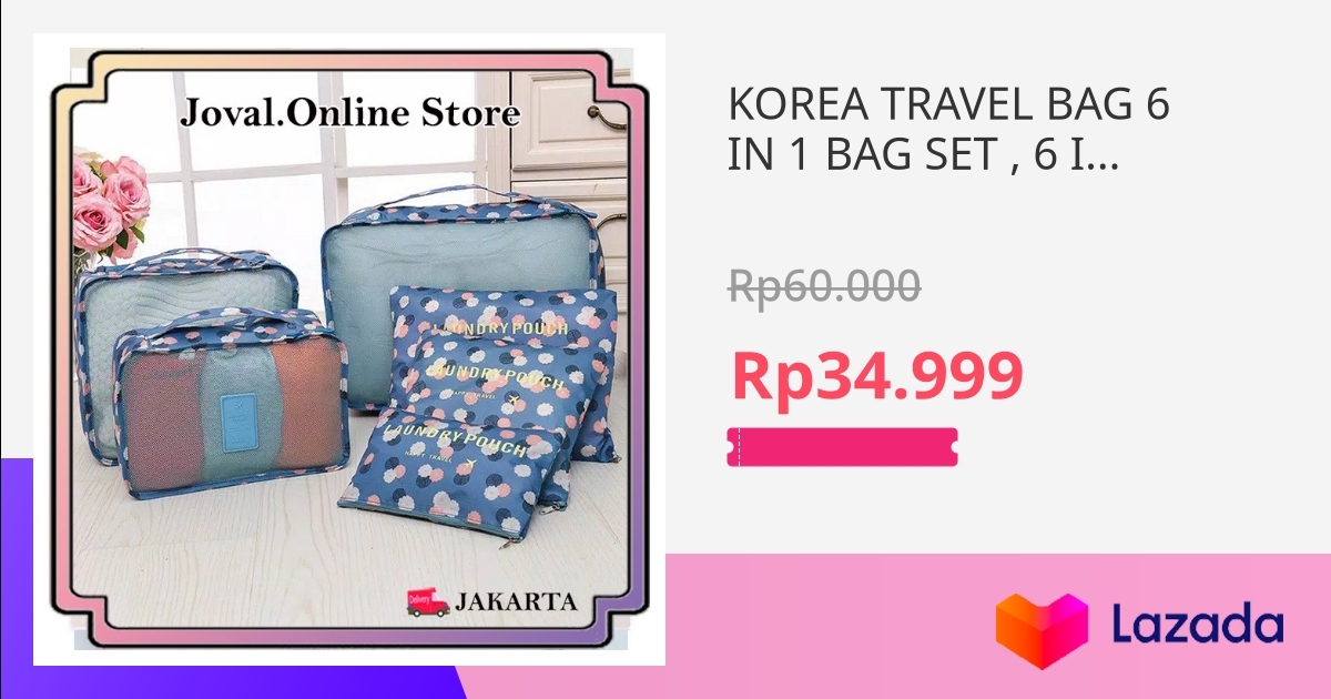 KOREA TRAVEL BAG 6 IN 1 BAG SET , 6 IN 1 TRAVEL ORGANIZER / KOPER ...