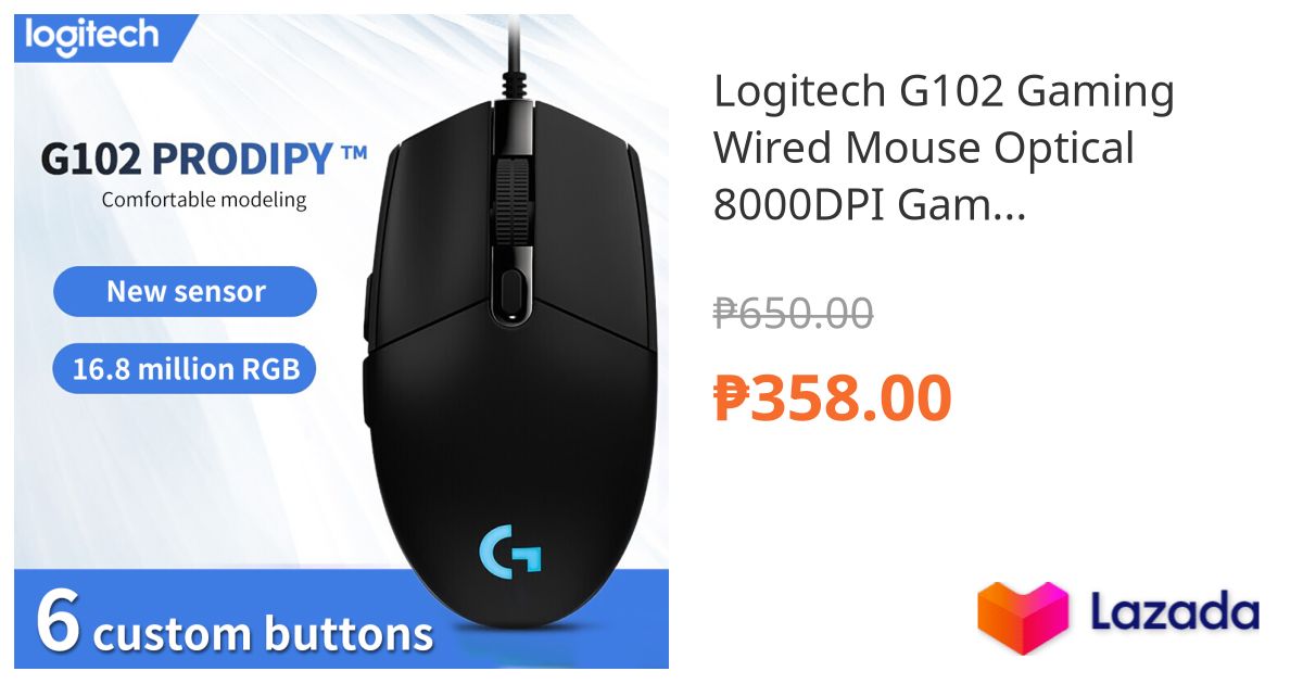 Logitech G102 Gaming Wired Mouse Optical 8000DPI Game Mice RGB ...