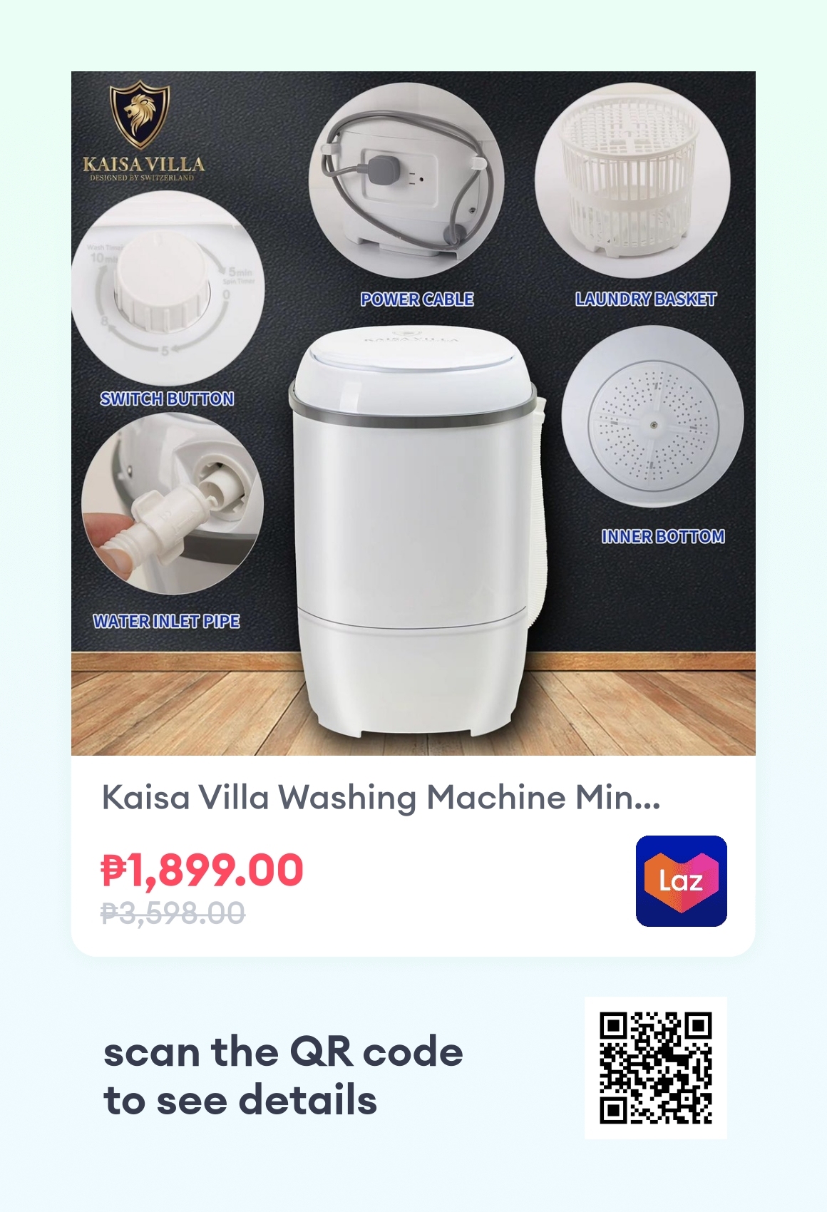 Kaisa Villa Washing Machine Mini Automatic Household Portable ...