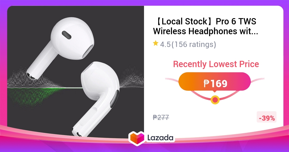 【Local Stock】Pro 6 TWS Wireless Headphones with Mic Fone Bluetooth ...