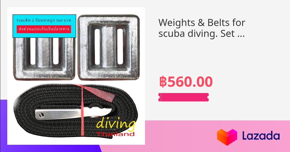 Weights & Belts for scuba diving. Set 2 pieces. Total weight 2 Kg.Lead ...