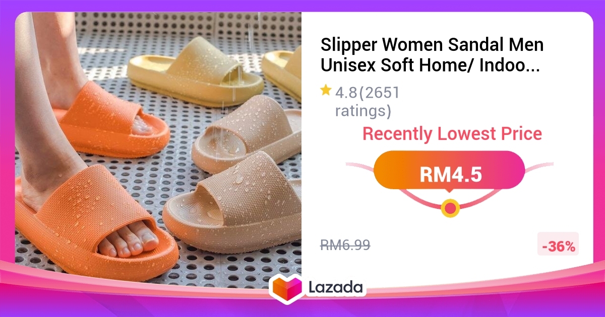 Slipper Women Sandal Men Unisex Soft Home/ Indoor Outdoor Shoe Thick ...