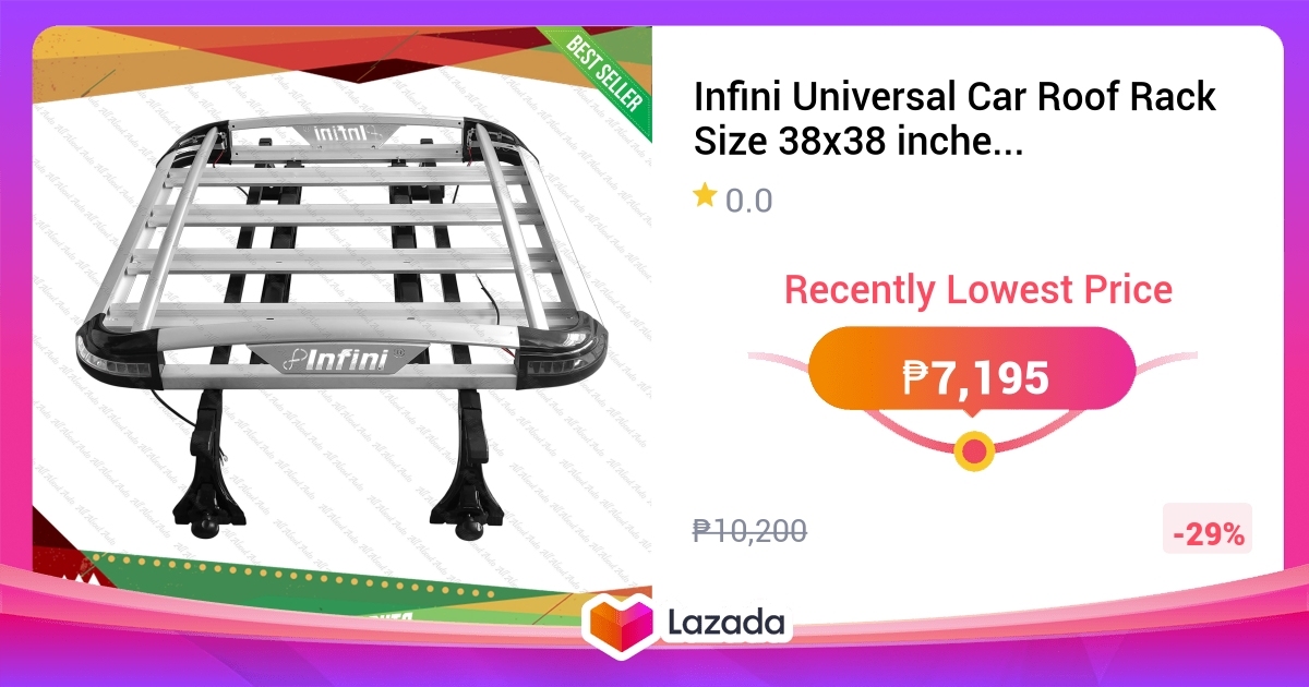 Infini Universal Car Roof Rack Size 38x38 inches 309-SS type with LED ...