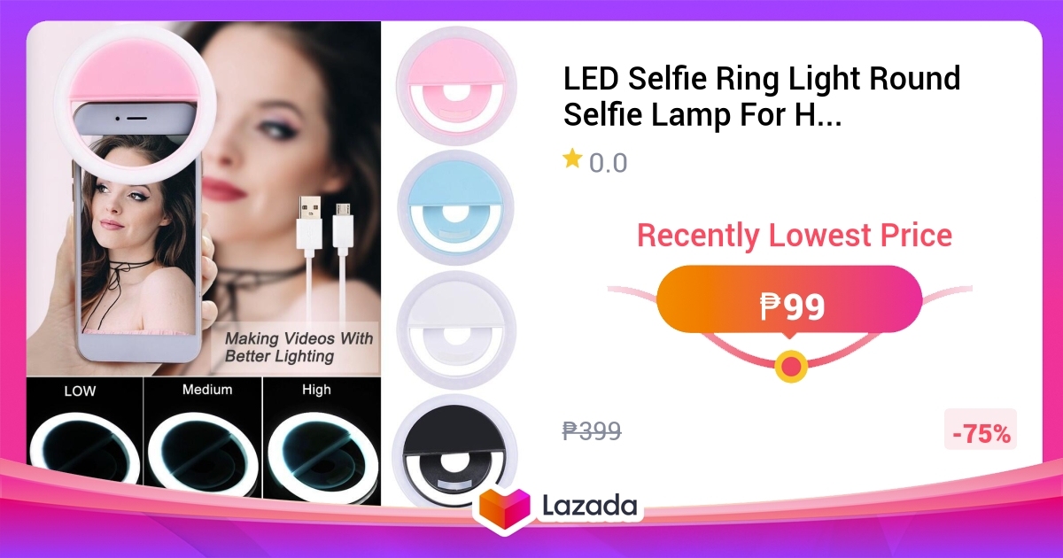 LED Selfie Ring Light Round Selfie Lamp For HP Camera Flash Charm Eyes ...