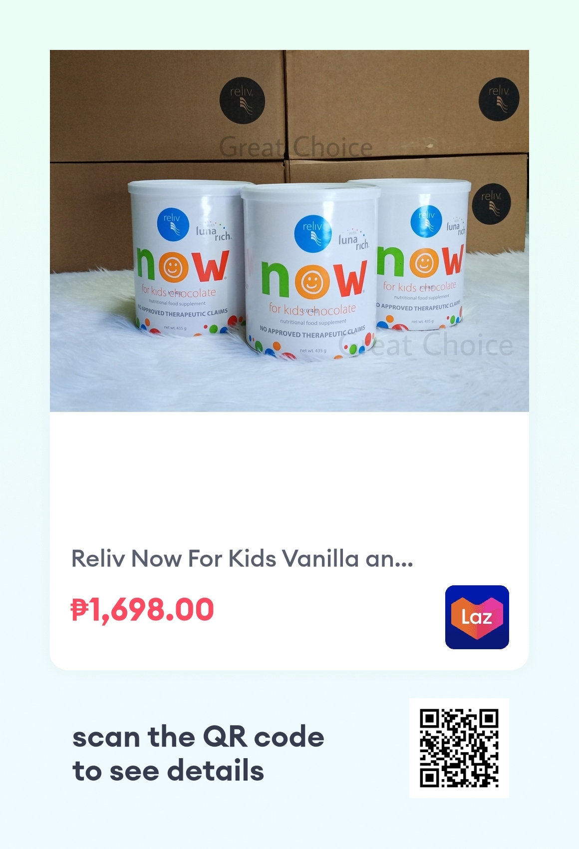 Reliv Now For Kids Vanilla and Choco Reliv-100% Original