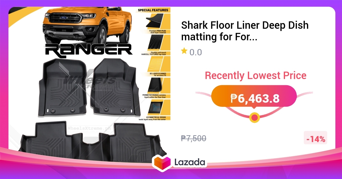 Shark Floor Liner Deep Dish matting for Ford RANGER 2015-2022 ( Ford ...