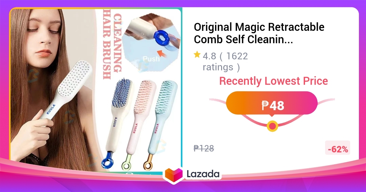 Original Magic Retractable Comb Self Cleaning Hair Brush Massage Anti ...