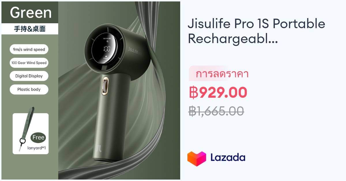 JISULIFE Pro 1S Portable Rechargeable Handheld Fan, Mini Jet Fan, Speed ...