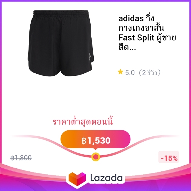 adidas วิ่ง กางเกงขาสั้น Fast Split ผู้ชาย สีดำ HN8011