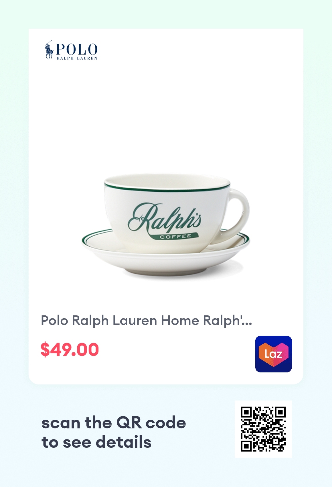 Polo Ralph Lauren Home Ralph's Coffee Cup & Saucer (White/Green)