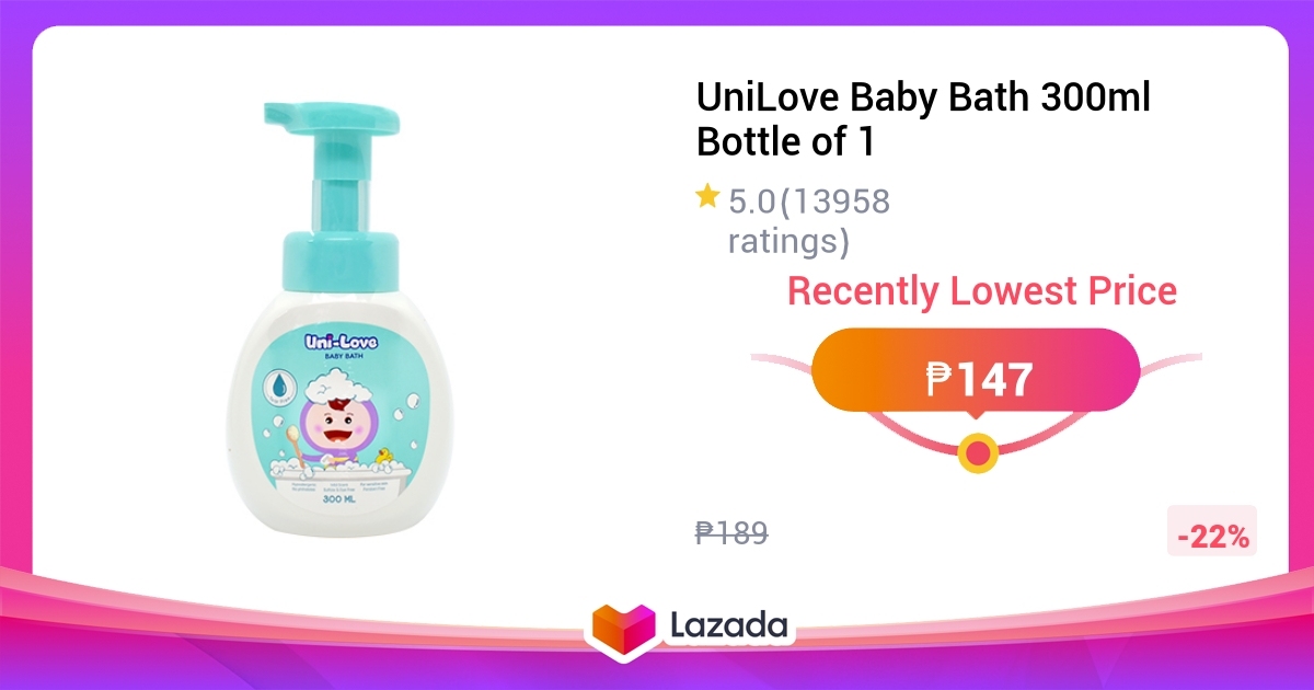 UniLove Baby Bath 300ml Bottle of 1