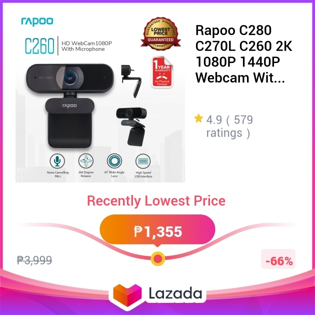 Rapoo C280 C270L C260 2K 1080P 1440P Webcam With USB 2.0 With Mic ...