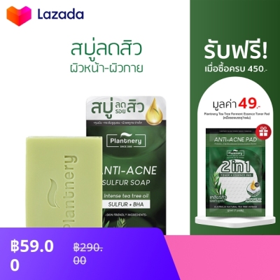 Plantnery Tea Tree Sulfur Anti-Acne Soap Bar 100 g สบู่ลดสิว ทีทรีออยล์ ...