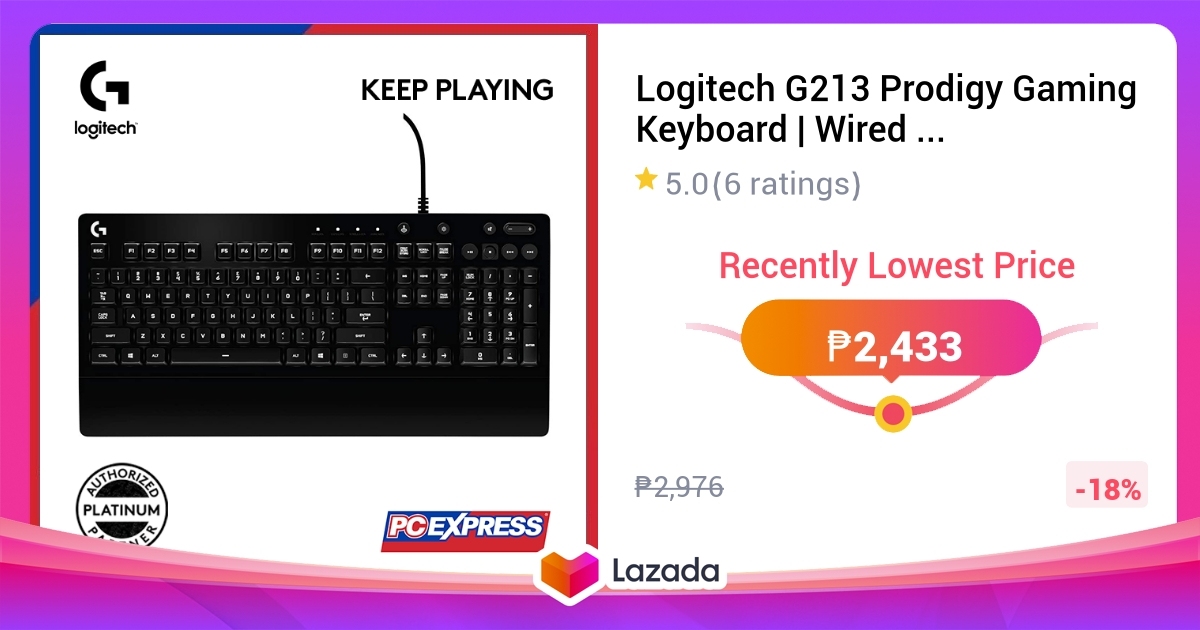 Logitech G213 Prodigy Gaming Keyboard | Wired | 4x Faster | Lightsync ...