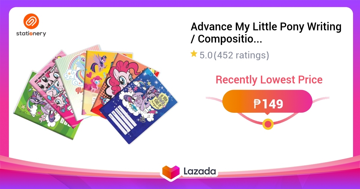 Advance My Little Pony Writing / Composition Notebook 80lvs 6 Pieces ...
