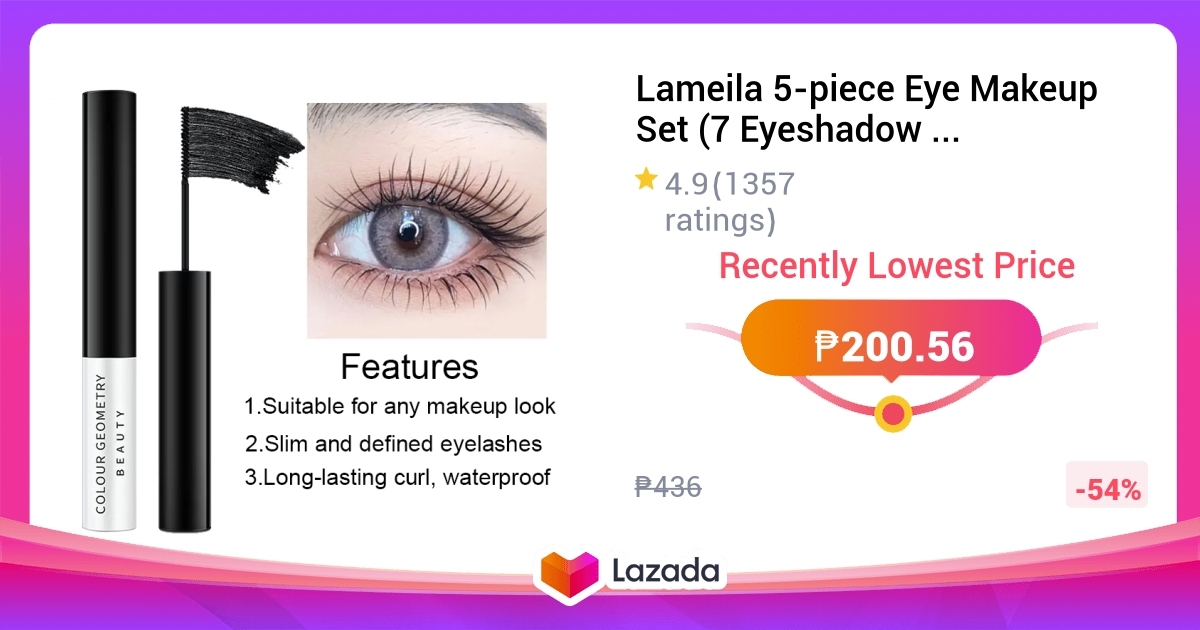Lameila 5-piece Eye Makeup Set (7 Eyeshadow + Eyebrow Pencil + Eyeliner ...