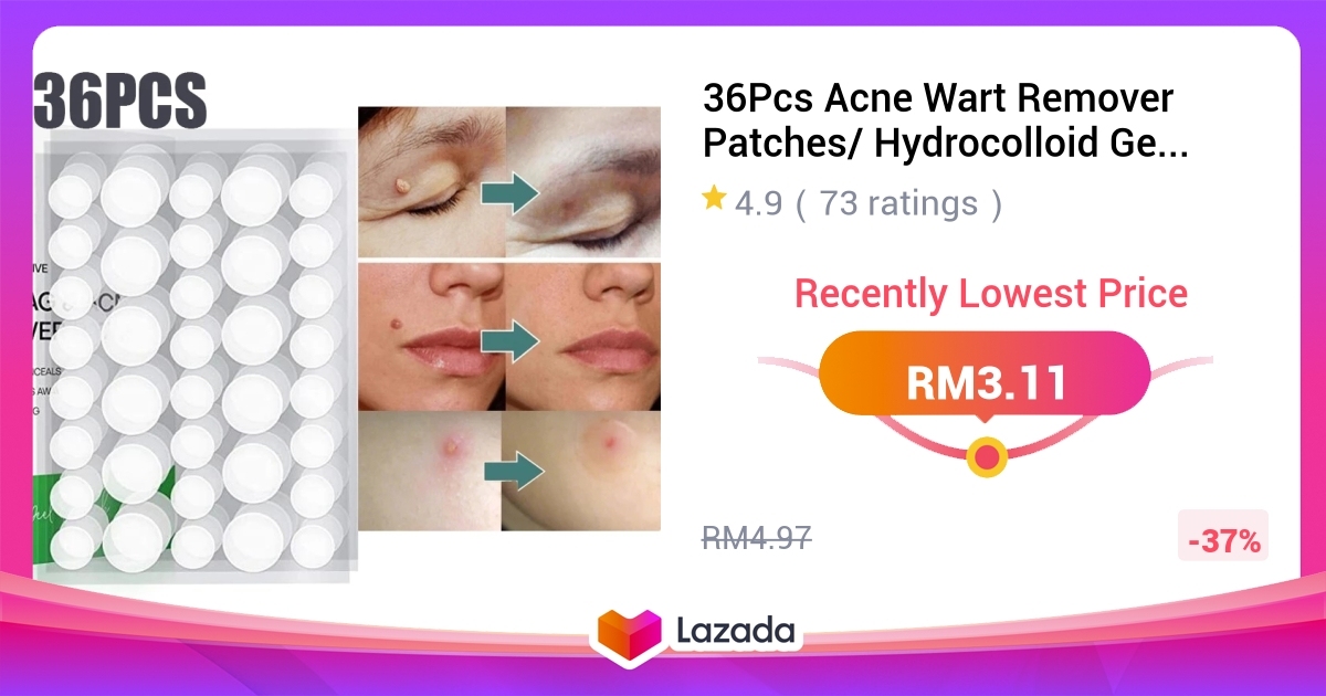 36Pcs Acne Wart Remover Patches/ Hydrocolloid Gel Anti-infection ...