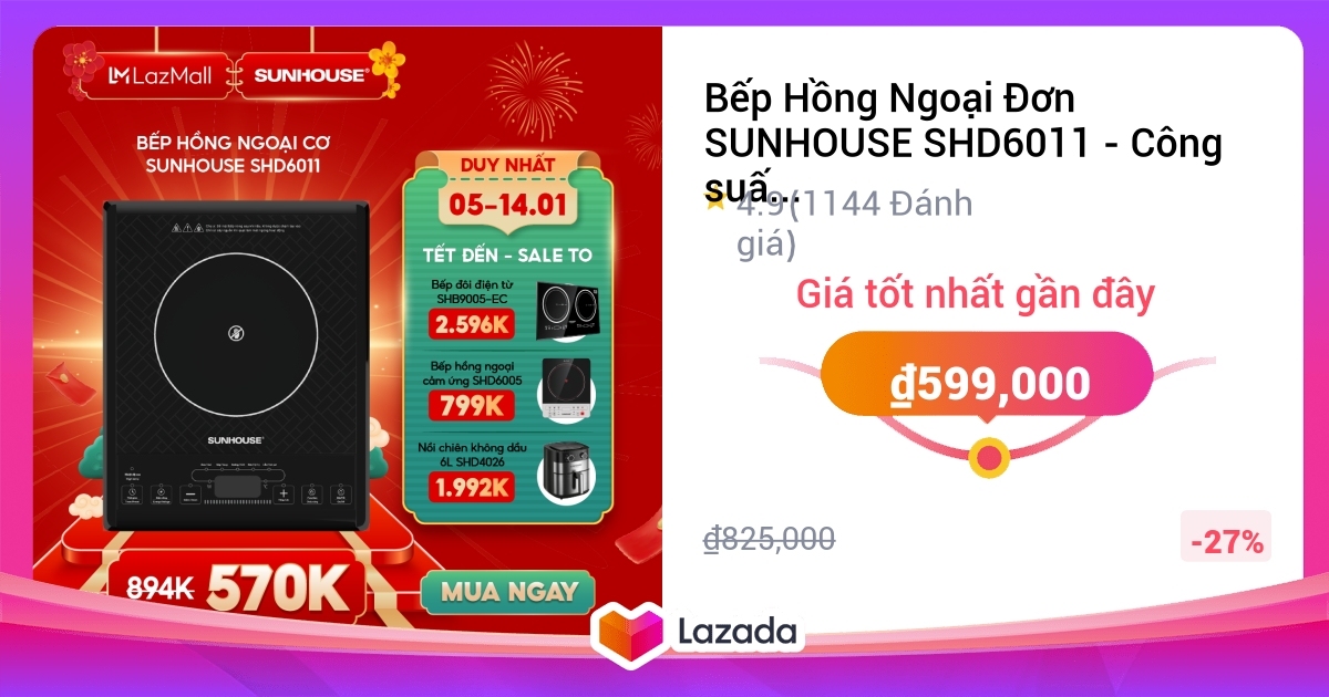 Bếp Hồng Ngoại Đơn SUNHOUSE SHD6011 - Công suất 2000W - Phù hợp với mọi ...