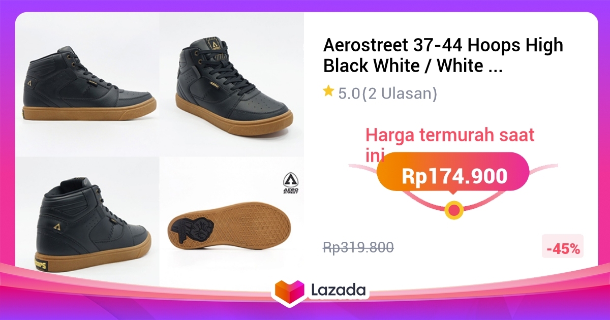 Aerostreet 37-44 Hoops High Black White / White / White Gum / Army Gum ...