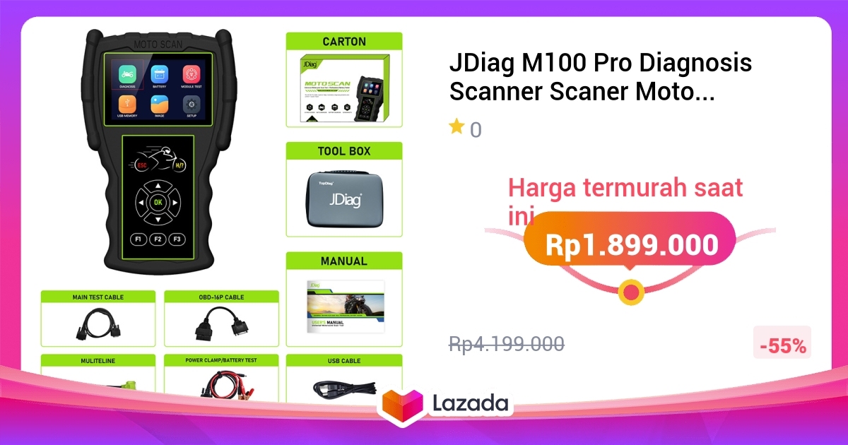 JDiag M100 Pro Diagnosis Scanner Scaner Motor Injeksi Honda Yamaha ...