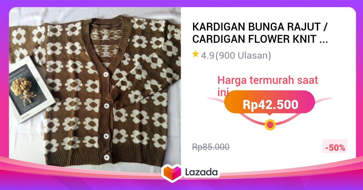 KARDIGAN BUNGA RAJUT / CARDIGAN FLOWER KNIT / OUTWEAR WANITA HIJAB