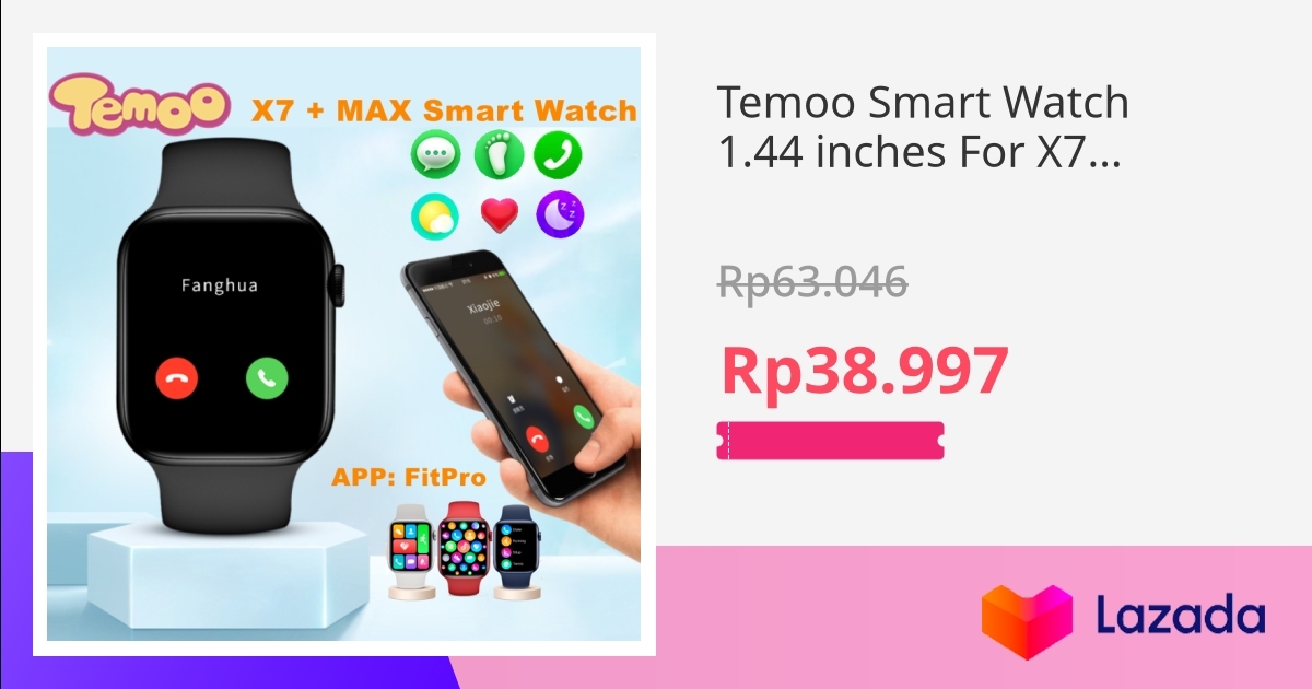 Temoo Jam Tangan Pintar Kebugaran, Arloji Cerdas Panggilan Bluetooth 1.44 Inci untuk X7 + Max ...