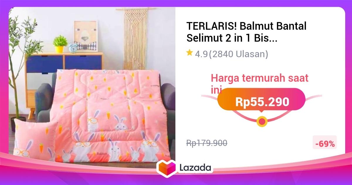 TERLARIS! Balmut Bantal Selimut 2 in 1 Bisa Dilipat Jadi Bantal Selimut ...