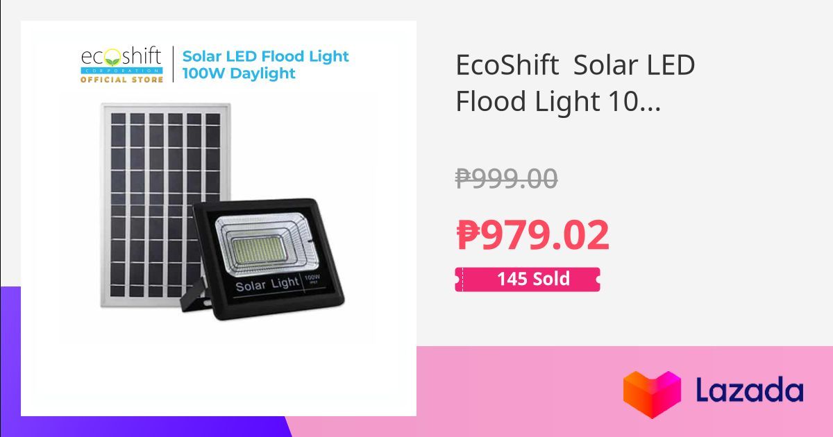 EcoShift Solar LED Flood Light 100 Watts Daylight