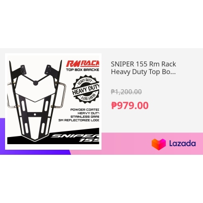 SNIPER 155 Rm Rack Heavy Duty Top Box Bracket