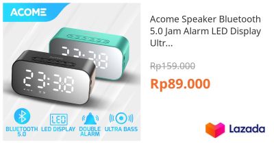 Acome Speaker Bluetooth 5.0 Jam Alarm LED Display Ultra Bass Garansi ...
