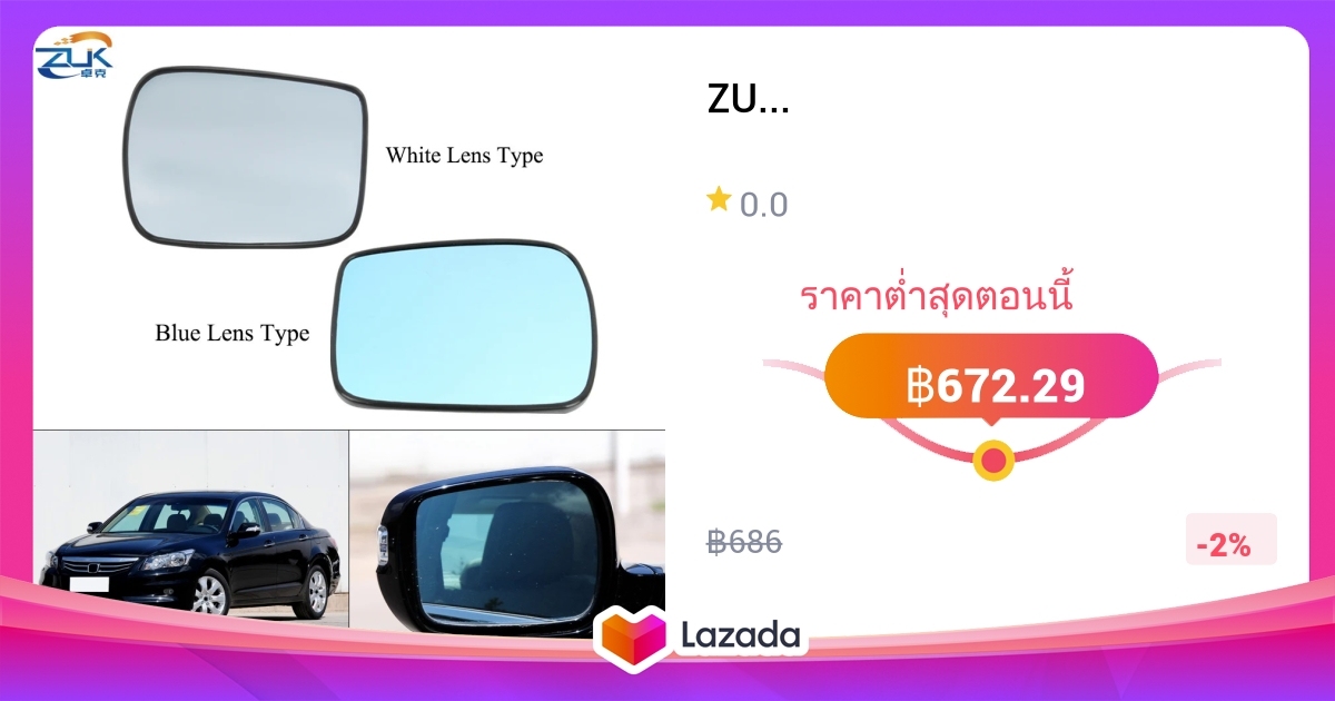 ZUK รถชิ้นส่วนภายนอกประตูมองหลังด้านข้างกระจกเลนส์ความร้อนสำหรับ Honda ...
