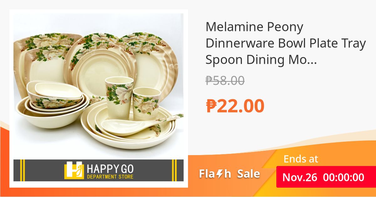 Melamine Peony Dinnerware Bowl Plate Tray Spoon Dining Modern Classic ...