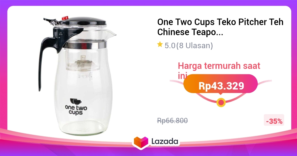 One Two Cups Teko Pitcher Teh Chinese Teapot Maker 900ml