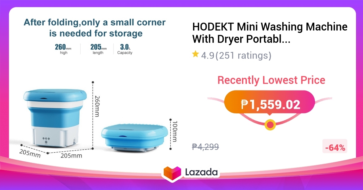 HODEKT Mini Washing Machine With Dryer Portable Foldable Small Washing ...