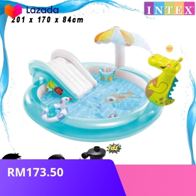 INTEX 57165 Inflatable Crocodile Gator Play Centre Pool Kids Children ...