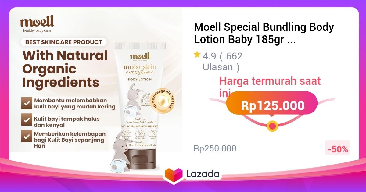 Moell Special Bundling Body Lotion Baby 185gr & Hair Lotion 100ml ...