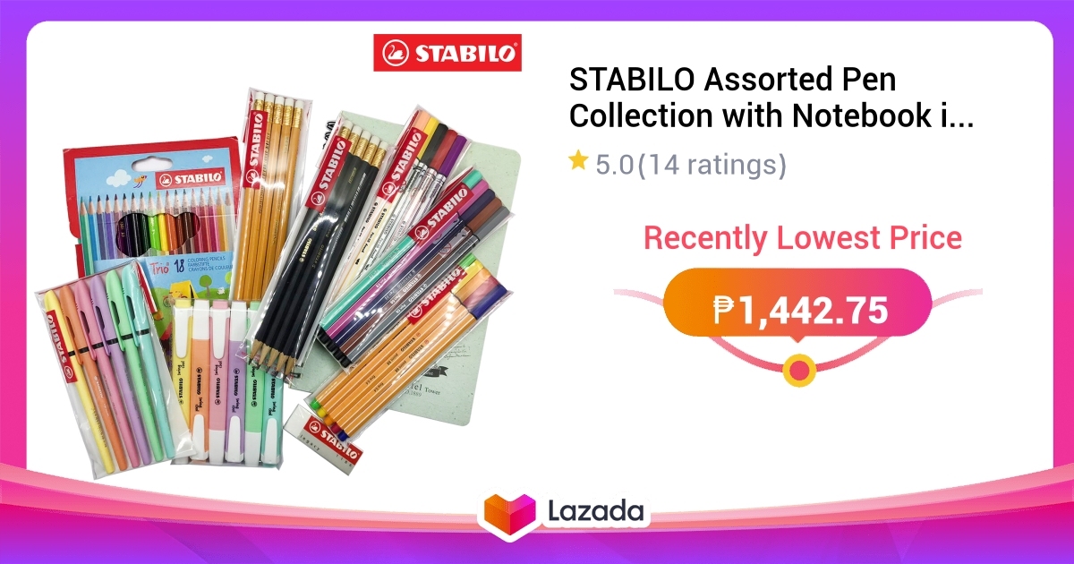 STABILO Assorted Pen Collection with Notebook in Metal Box Case -sold ...