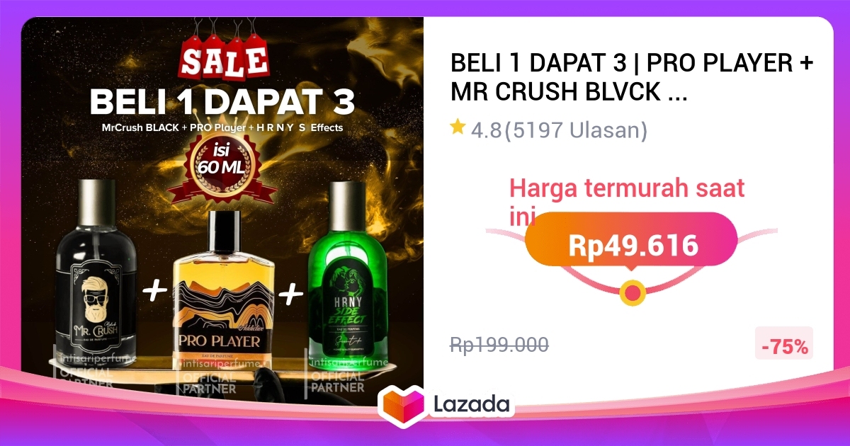 BELI 1 DAPAT 3 | PRO PLAYER + MR CRUSH BLVCK + HRNY S EFFECTS | PARFUM EDP 35ML & 60ML