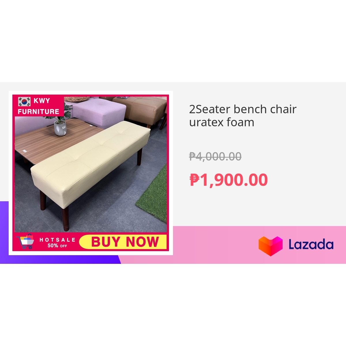 2Seater bench chair uratex foam